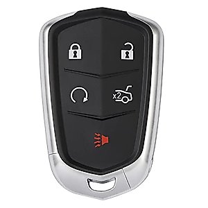 HelloAuto Fit for Cadillac Replacement Key Fob Cover, Key Fob for Cadillac XT5 ATS CTS Remote Key SRX XTS Escalade Key Fob, Keyless Entry Remote 5-Buttons Key Case(HYQ2AB, HYQ2EB)