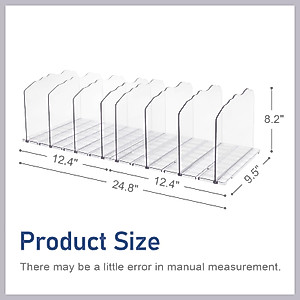 MAYSONG Adjustable Purse Organizer for Closet - Clear Acrylic Handbag Separators, Closets Divider for Clothes Purses Handbag (2 Base Boards 8 Shelf Dividers)