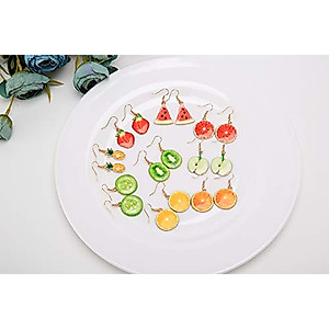 Fun Assorted Fruit Earrings for Women,Kiwi Earrings,Watermelon Earrings,Lemon Earrings,Orange Slice Earrings,Citrus Earrings,Fun Weird Fruit Shaped Dangle Earrings for Girls