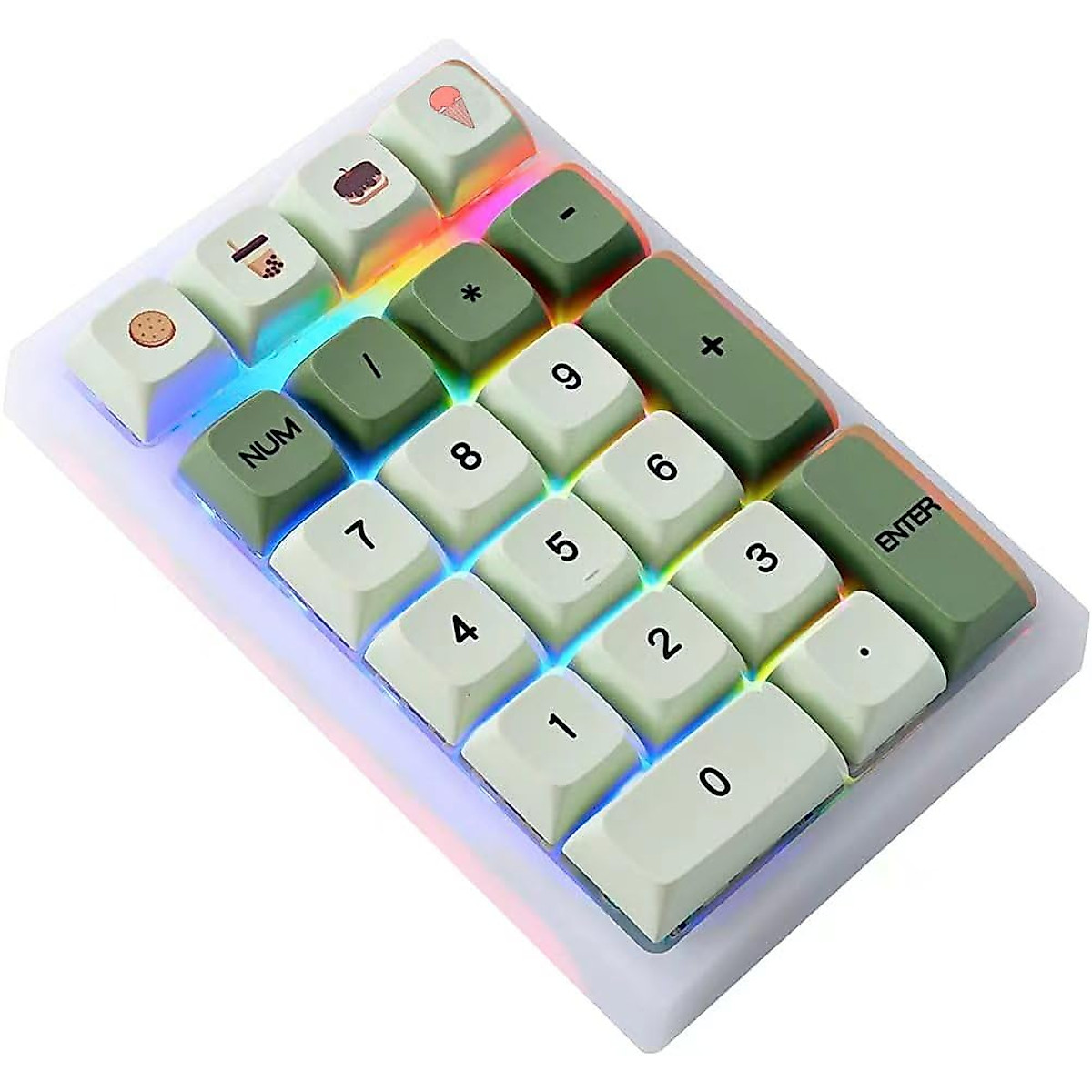 BOYI TD21 Hot Swappable Numpad,21 Keys Mini Numpad Portable Keypad Bluetooth 5.0/2.4GHz/Wired Number Pad Keyboard PBT Keycaps RGB Backlit Type-C Mini Keyboard (Matcha Green XDA Keycaps)