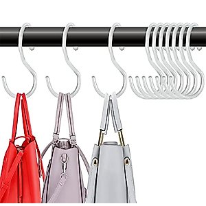 Mzekgxm 10 Pack Purse Hanger for Closet, Unique Twist Design Closet Organizer Hanger Hooks, Large Size Closet Hooks for Hanging Purses, Handbags, Clothes, Jeans, Belts, Hats, Pans and Pots (White)