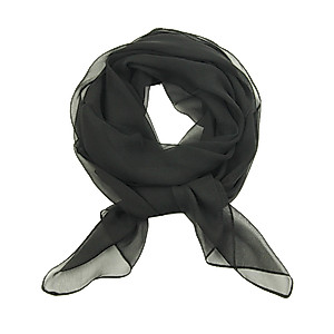 PANTONIGHT Long Chiffon Sheer Scarf For womens (065 plain black)