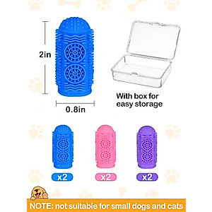 MEWTOGO Dog Toothbrush - Finger Toothbrush for Medium Large Dogs, 360° Food Grade Silicone Dog Tooth Brushing Kit with Storage Box for Dog Teeth Cleaning Dental Care, 6 Pcs