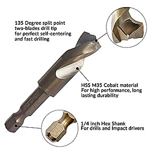 NordWolf 13/32" M35 Cobalt Stubby Drill Bit for Stainless Steel & Hard Metals, with 1/4" Hex Shank for Quick Chucks & Impact Drivers