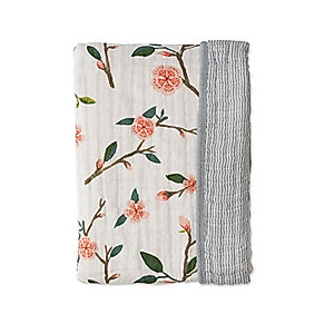 Red Rover Kids Cotton Muslin Quilt – 44” x 44”- 100% Cotton – Machine Washable – Softer with Every Wash – Playful Designs - Lightweight, Breathable Layers – Unisex (Peach Blossom)