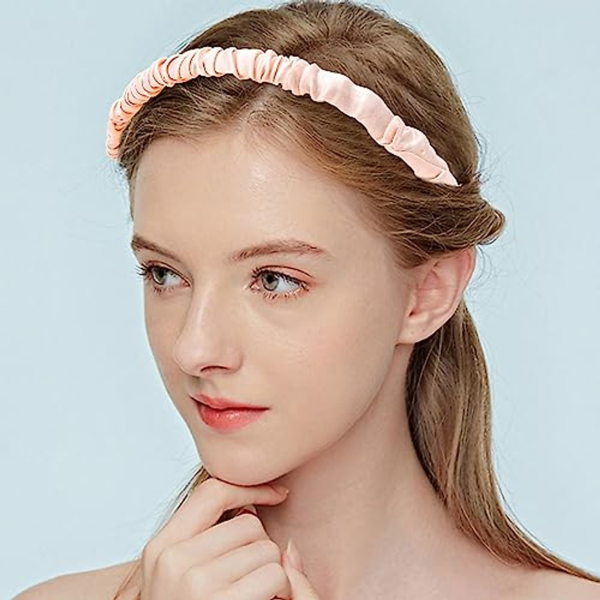 7pcs Fashion Headbands for Women, Wide Floral Headbands for Girls, Pearl Headband Non Slip Head Bands for Women's Hair Accessories (Pink)