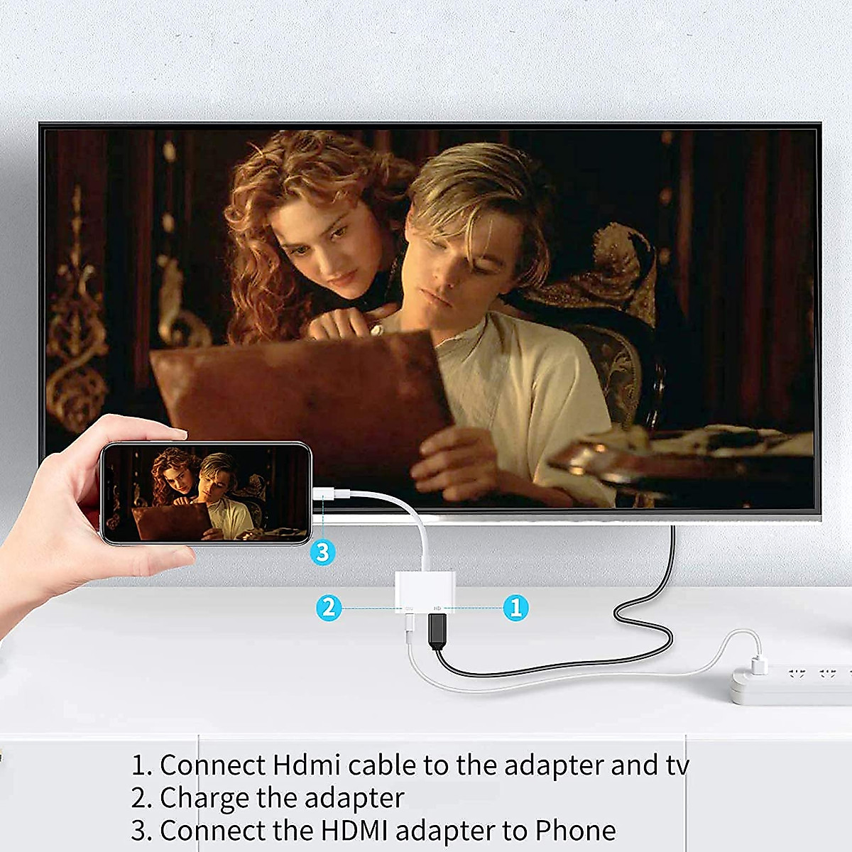 Wahbite iPhone to HDMI Adapter, Lightning to HDMI Cord for iPhone 12/11/XS/XR/X/8/7/SE iPad to HD TV/Monitor/Projector