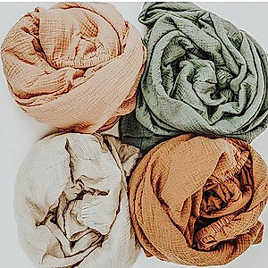 Konssy Muslin Fitted Crib Sheets 100% Cotton Baby Crib Sheets for Standard Crib Mattress (28 X 52 Inches), Soft and Breathable for Boys Girls (Clay)