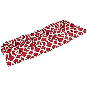 Pillow Perfect Trellis Indoor/Outdoor Sofa Setee Swing Cushion, Tufted, Weather, and Fade Resistant, 19" x 44", Red/Ivory New Geo, 1 Count