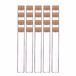 JODIO Glass Test Tubes,18PCS 60ml Clear Flat Test Tubes with Corks Stopper,for Scientific Experiments, Party Decorations, Candy Storage,as Bath Salt Containers(25x150mm)