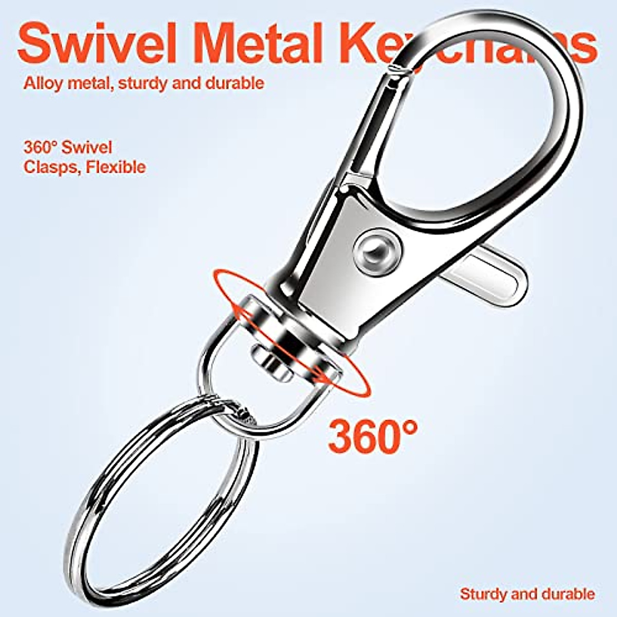 60PCS Metal Swivel Snap Hooks with Key Rings, LEOBRO 30PCS Small Lobster Claw Keychains Clasps and 30PCS Key Chain Ring for Keychain Clip, Lanyard, Key, Jewelry Making, Art Crafts, Silver