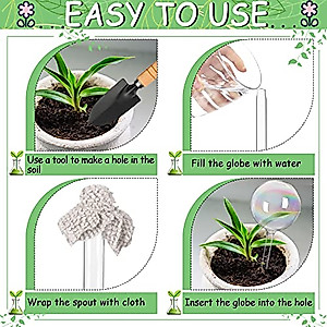 Sawowkuya 4 Pcs Plant Watering Globes, 9 Inch Iridescent Self Watering Planter Insert, Glass Plant Watering Devices for Indoor and Outdoor Plants Accessories
