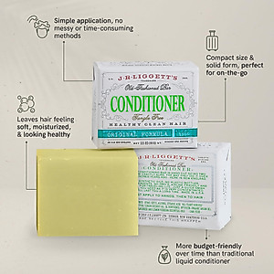 J·R·LIGGETT'S Hair Conditioner Bar - Natural Dry Bar For Natural Curly Hair - Plant Based Ingredients-Zero Waste, Sulfate & Cruelty-Free - Conditioner - 1.75 Ounces