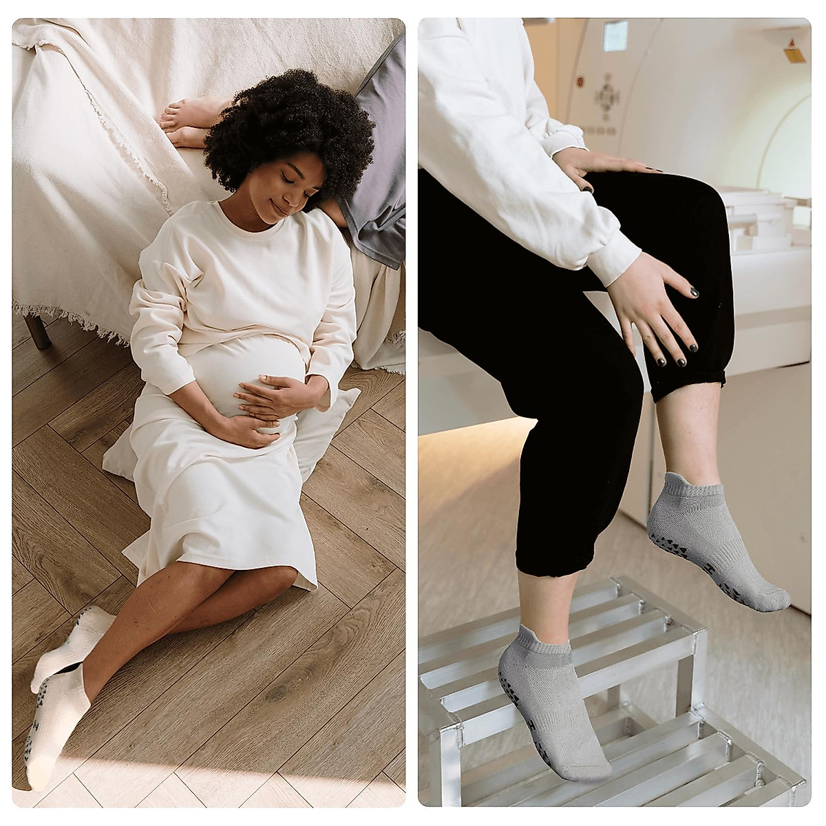 Hstyle Yoga Socks with Grips for Women and Men, Ideal for Ballet, Barre, Barefoot Workout, Pilates Grip Socks Non Slip Socks 6 Pairs of Mix Color 1 S-M