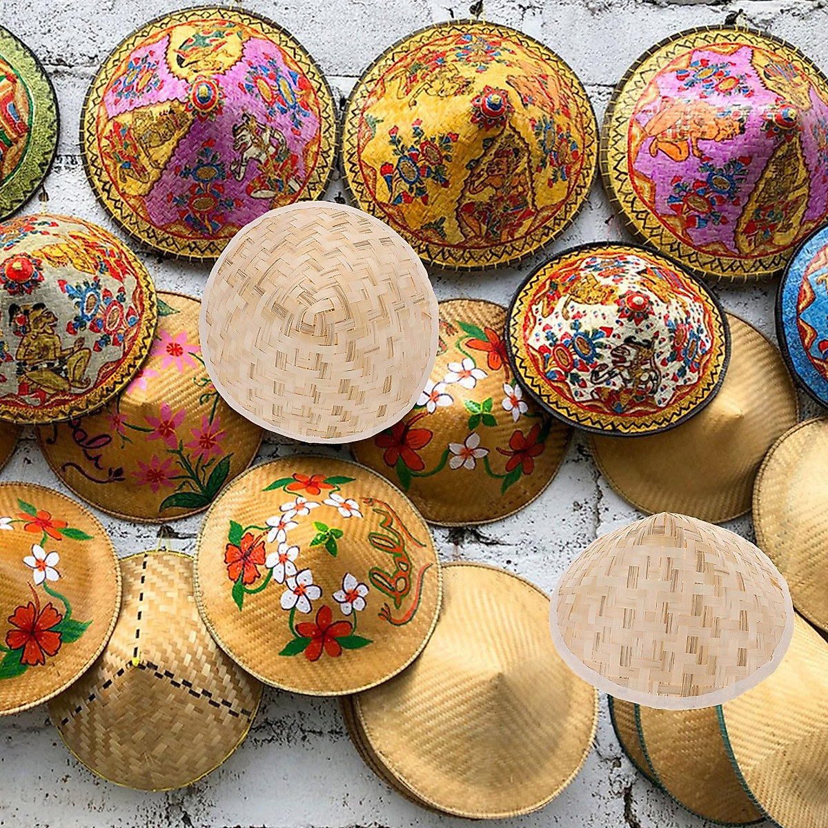 Hat for Men 1pc Bamboo Hat Vietnamese Hat Mens Panama Straw Hat Ladies Straw Hats for Summer Mens Panama Hats Straw Sun Hats for Women Photography Prop Hand-Knitted Hat Asia