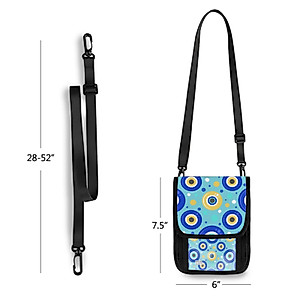 Vnurnrn Crossbody Bags Cell Phone Wallet Purses for Women, Evil Eyes Travel Purses with Card Slots, 6 x 7.5 inch