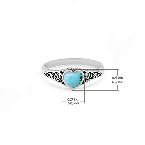 Boma Jewelry Sterling Silver Turquoise Heart Ring, Size 8