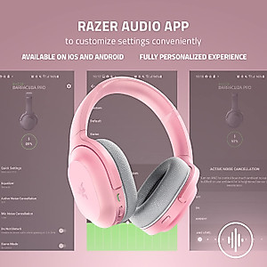 Razer Barracuda Wireless Gaming & Mobile Headset (PC, PlayStation, Switch, Android, iOS): 2.4GHz Wireless + Bluetooth - Integrated Noise-Cancelling Mic - 50mm Drivers - 40 Hr Battery - Quartz Pink