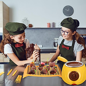 Umigy Electric Melting Chocolate Pot Gift Set Mini Fondue Fountain Pot Kit Chocolate Melting with DIY Mold and Accessories for Candy Chocolate Milk Cheese Candy Home (Yellow,Single Furnace)