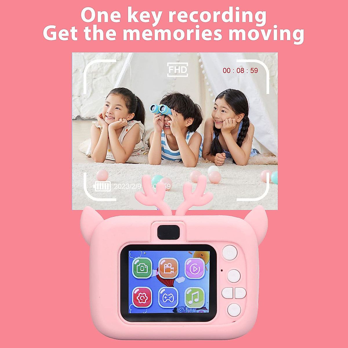 ANGGREK 20MP Kids Camera with 32G Memory Card & Card Reader, 1080P USB 2in Color Display, Children Digital Camera for Photos and Videos (Pink Yellow)