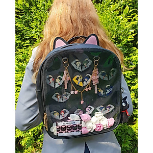 STEAMEDBUN Ita Bag Backpack with Insert Cat ears Pin Display Backpack Collector Bag for Anime Cosplay