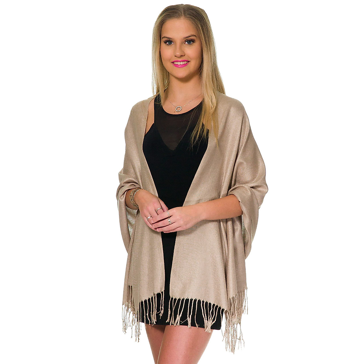 Pashmina Shawls and Wraps for Evening Dresses, Large Soft Pashmina Wedding Beige Shawl