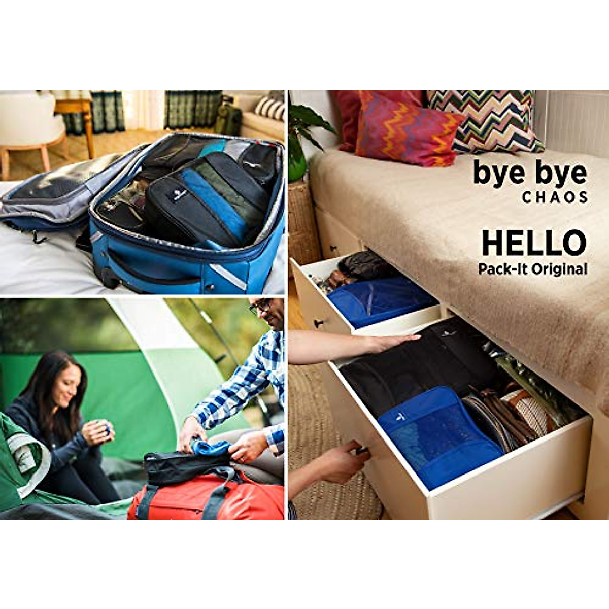 Eagle Creek Pack-It Original Medium Packing Cubes for Suitcases - Durable Travel Organizer Bags for Luggage with Rugged Dual Zippers and Top Grab Handle, Black