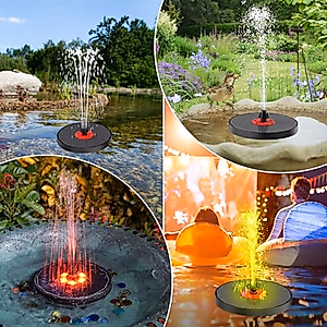 GAIZERL Solar Fountain 2024 Newest, 3.5W Solar Birdbath Fountains with Colorful Lights, Glass Panel, 2200mAh Battery, Hummingbird Water Pumps with 8 Spray Modes & 4 Fixed Pipes for Garden, Pool, Pond
