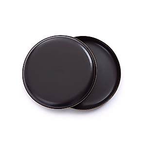 Barebones Enamel Deep Plate, Set of 2 - Hand-Finished Baked Stainless Steel Trim, Charcoal
