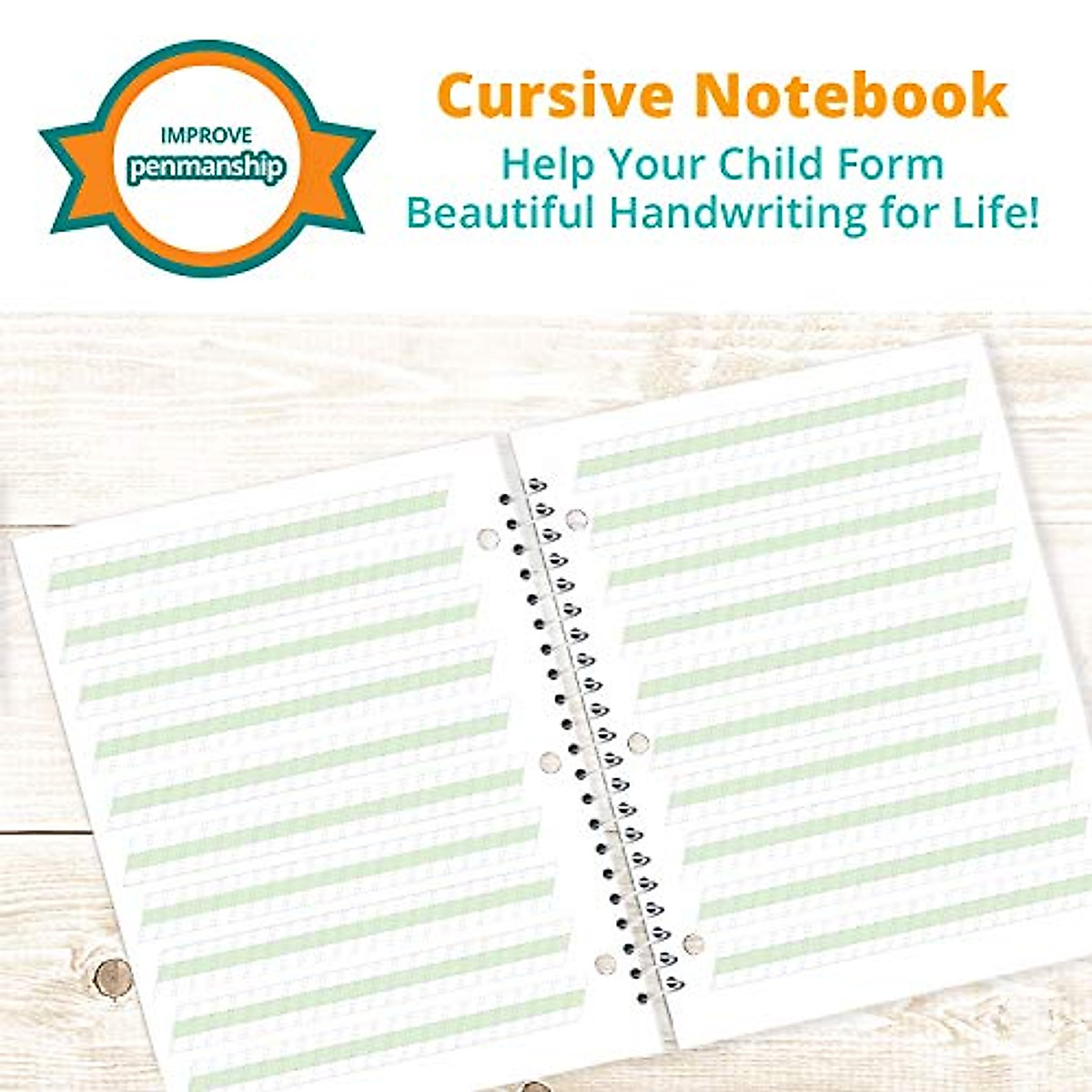 Channie's Visual Cursive Notebook 120Pages Easy to learn Practice Cursive Size 8.5” x 11”
