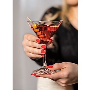 Crystalex Martini Glasses Set of 6, Hand-blown Crystal Cocktail Glass For Espresso, Cosmopolitan, Manhattan, Gimlet, Cocktail Party, Stemless 100% Lead-Free Glassware (7 Oz)