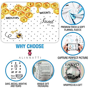 EARVO Honeycomb Bee Baby Monthly Milestone Blanket Boy or Girl Honeycomb Bee Baby Month Blanket Hippie Honey Backgrounds Milestone Blanket for Newborn to 12 Months Milestones 47”x40”BTXYEA23