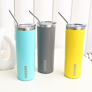 BJPKPK Skinny Tumbler with Lid 20 oz Stainless Steel Vacuum Insulated Double Wall Travel Coffee Water Tumblers Cup,White