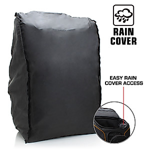 USA Gear DSLR Camera Backpack Case - 15.6 inch Laptop Compartment, Padded Custom Dividers, Tripod Holder, Rain Cover, Long-Lasting Durability and Storage Pockets - Compatible with Many DSLRs (Orange)