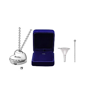 Gisunye Cremation Urn Necklace for Ashes Urn Jewelry. Forever in My Heart Carved Stainless Steel Keepsake Waterproof Memorial Pendant for mom & dad with Filling Kit