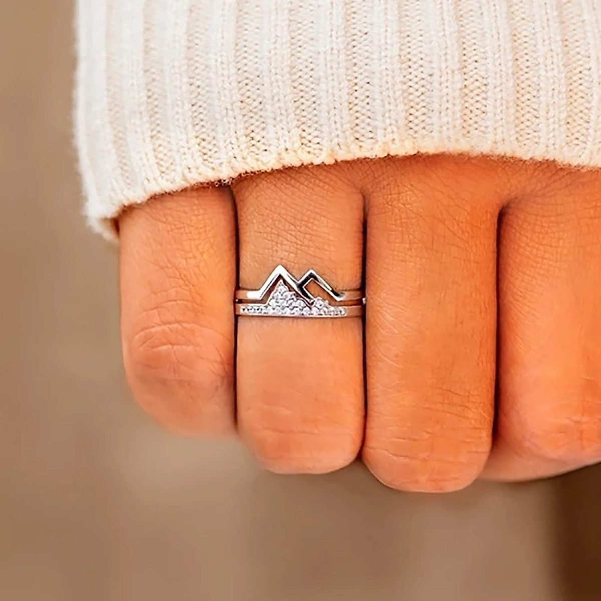 XXLZ Mountain Band Ring,daughter Faith Moves Mountains Pavé Mountain Ring,925 Sterling Silver Rings,sterling Silver Plain Mountain Design Ring,jewelry Gift For Women Teen Girls (6)
