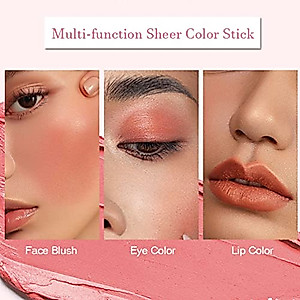 Soft Cream Blush Stick, Liquid Blush Makeup for Cheeks, Multi Sheer Big Brush Liquid Skin Tint Stick for Eyes and Lips, Long-Wearing, Natural-Looking,Blends Perfectly onto Skin, Gift for Her (Milk Pink)