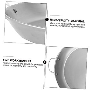 Mikinona 1pc Teppanyaki Bbq Grilling Pans Cookware Fry Pan Camping Pans Bbq Nonstick Grill Wok Household Pan Ready Fry Pan Outdoor Grill Steel Paella Pan Camping Frying Pan Silver Iron