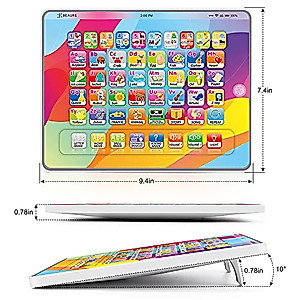 BEAURE 12 in 1 Kids Tablet with Lights - Interactive Toddler Learning& Education Toys, ABC Learning for Toddler Tablet for Kids - Gifts for age 3 4 5 year old boys and girls