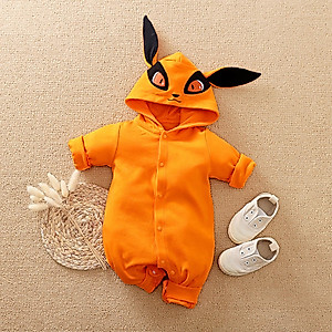 RELABTABY Cute Baby Boy Girl Romper Newborn Anime Onesie Toddler Halloween Cosplay Jumpsuit Outfit Clothes Orange