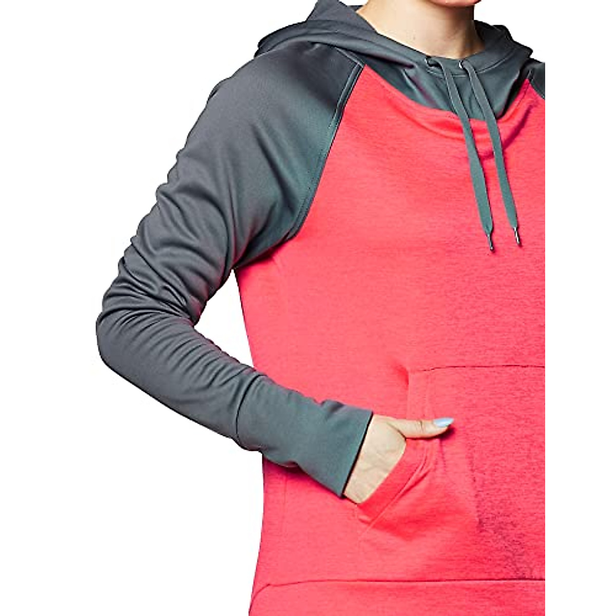 Hanes womens Sport Performance Fleece Pullover Hoodie Hoody, Dada Grey Solid/Razzle Pink Heather, Large US