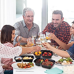 MORDEN MS Meal Prep Container With Lids, 50 Pack 2 Compartment Reusable Food Storage Container Divided Plastic Bento Lunch Box To-go Boxes, Microwave/Dishwasher/Freezer Safe,Portion Control(33oz)