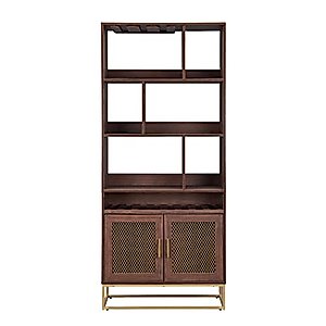 Home Source Contemporary Home Bar Shelf Walnut