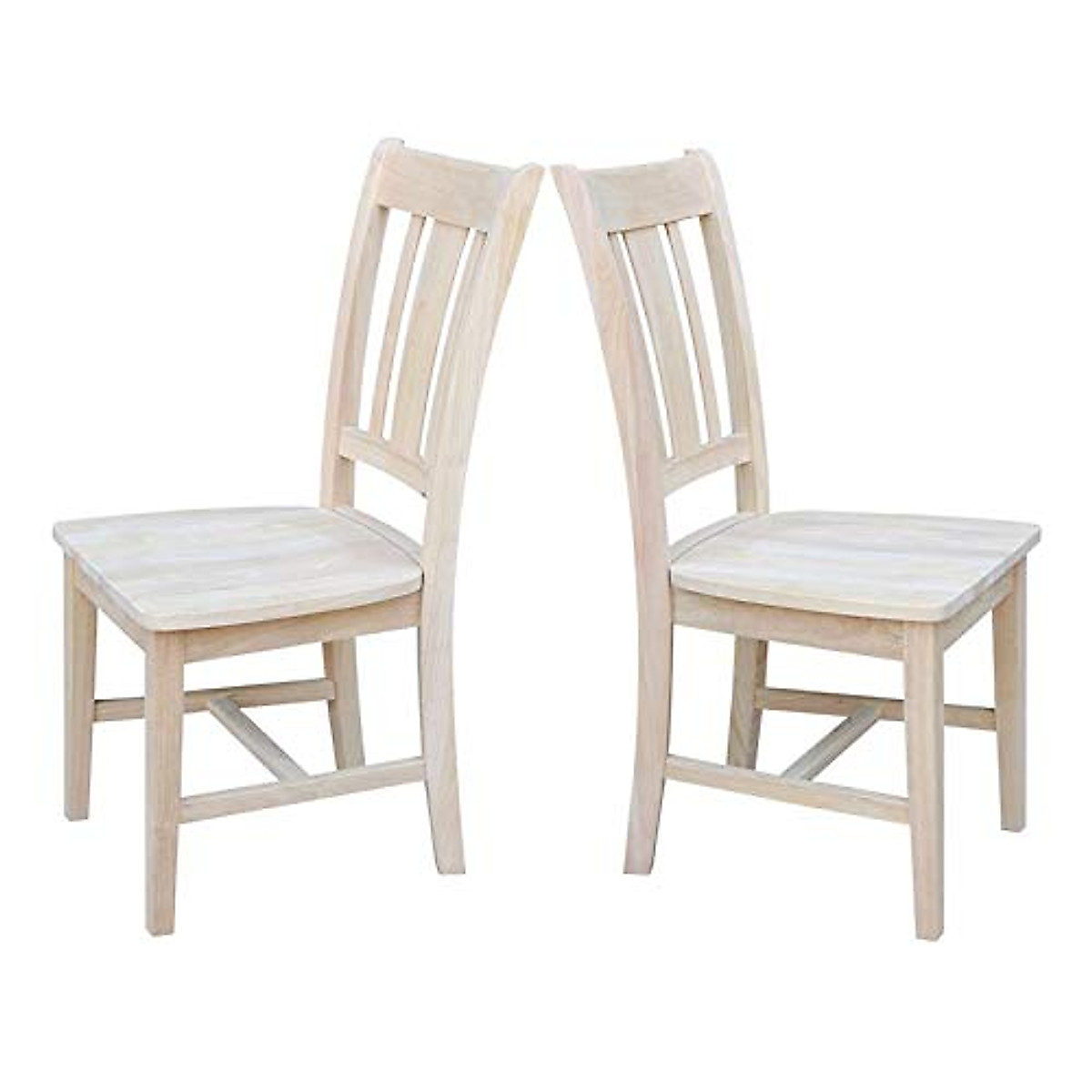 International Concepts Pair of Slat Back Chairs, Unfinished