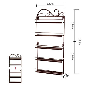 ERYTLLY Wall Mounted Nail Polish Rack, Nail Polish Holder Stand, Rectangle Nail Polish Storage Organizer, Salon Nail Polish Shelf Organizer (Brown- 1 Pack)
