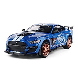 JACKIEKIM 1:24 Alloy Pull Back Car Diecast Model Truck for Forte Mustang,Collection, Mini Simulation Vehicles Toys for Kids,Boyfriend,Young Peoples Gift（Blue）