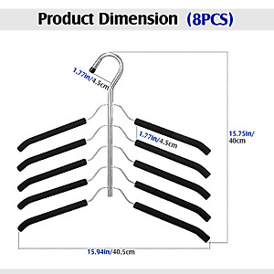 Ripeng 8 Pcs Multi Layer Clothes Hangers 5 in 1 Sweater Shirt Hanger for Shirts Space Saving Anti Slip Metal Heavy Duty Stainless Steel Blouse Tree Hangers for Suit Closet Organizer and Storage, Black