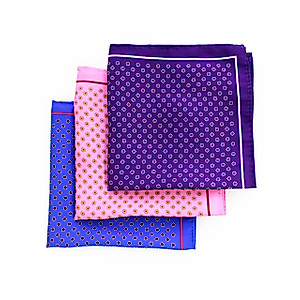 JEMYGINS 6PCS Red Yellow Pink Blue Silk Pocket Squares for Men Handkerchief Hanky Set (1)