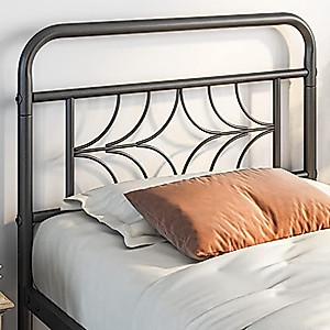 Yaheetech Twin Size Bed Frame Metal Platform Bed with Sparkling Star-Inspired Design Headboard, 13 Inch Underbed Storage, No Box Spring Needed, Easy Assembly, Modern, Black