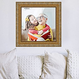 10x10 Frame Gold Real Wood Picture Frame Width 2 Inches | Interior Frame Depth 0.5 Inches | Firman Traditional Photo Frame Complete with UV Acrylic, Foam Board Backing & Hanging Hardware
